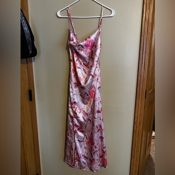 Dresses | Satin Pink Floralbutterfly Slip Dress Usxs | Poshmark